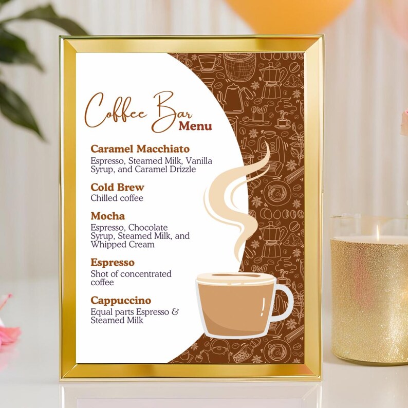 Coffee Bar Menu Template: Custom Cafe Drink Sign (canva Editable, 8x10 ...
