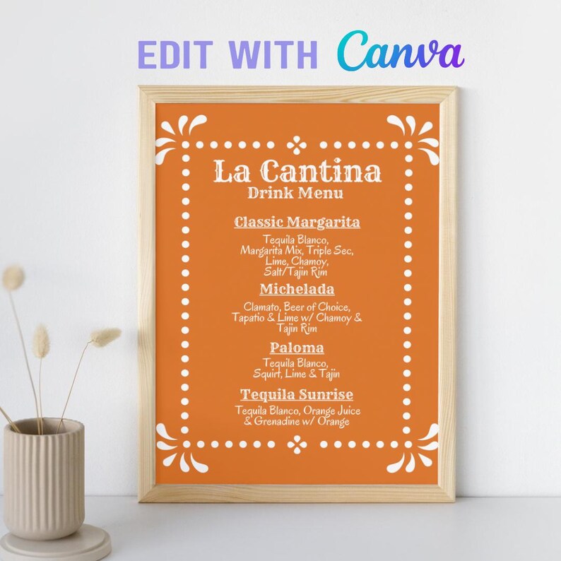 Editable Mexican Drink Menu Template | Vibrant Fiesta Cocktails Bar ...