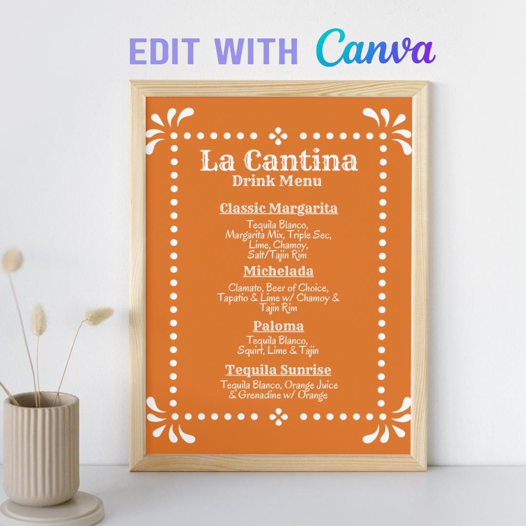 Editable Mexican Fiesta Drink Menu Template: Vibrant Cocktail Bar ...