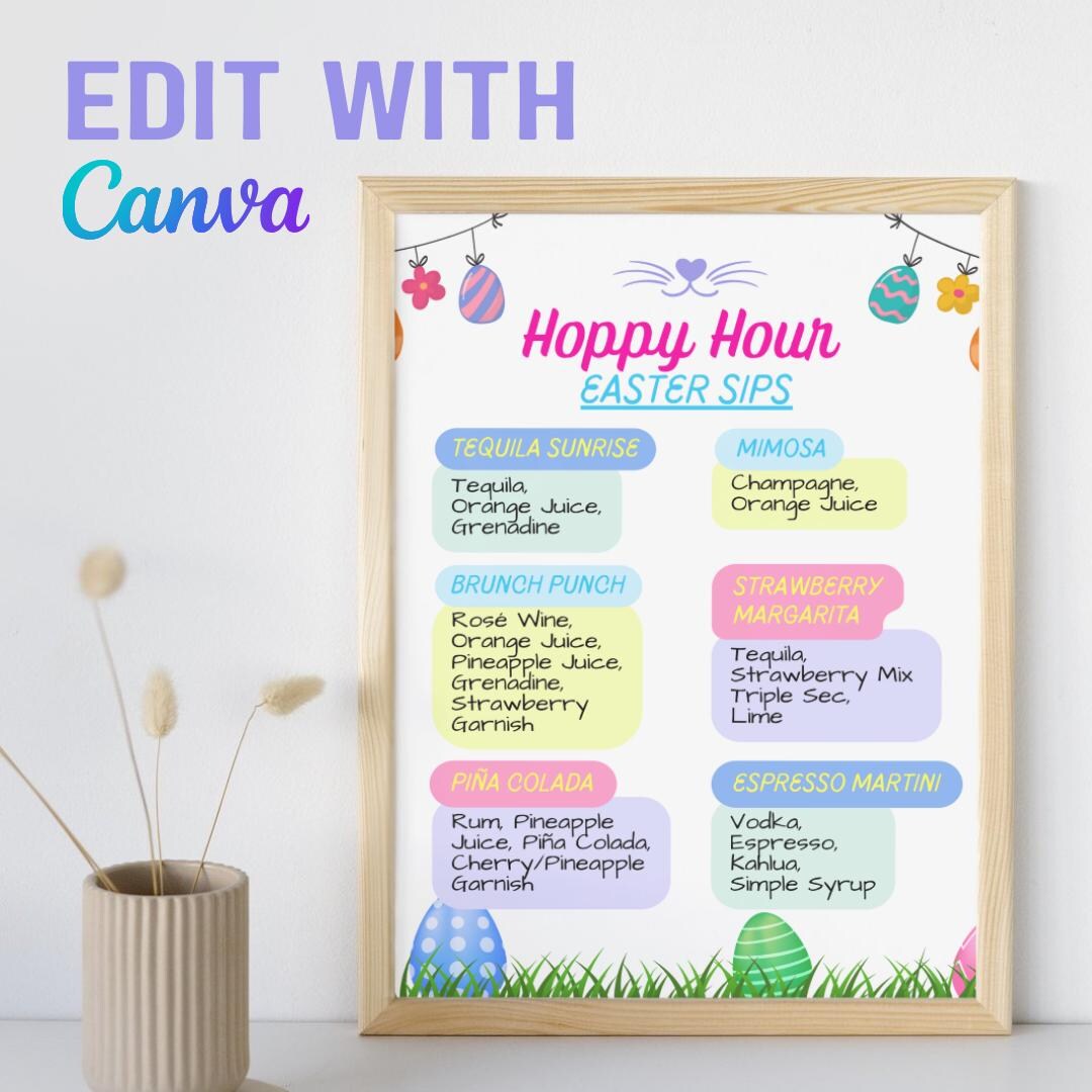 Easter Drinks Menu Template Colorful Cocktails Bar Menu Design for ...