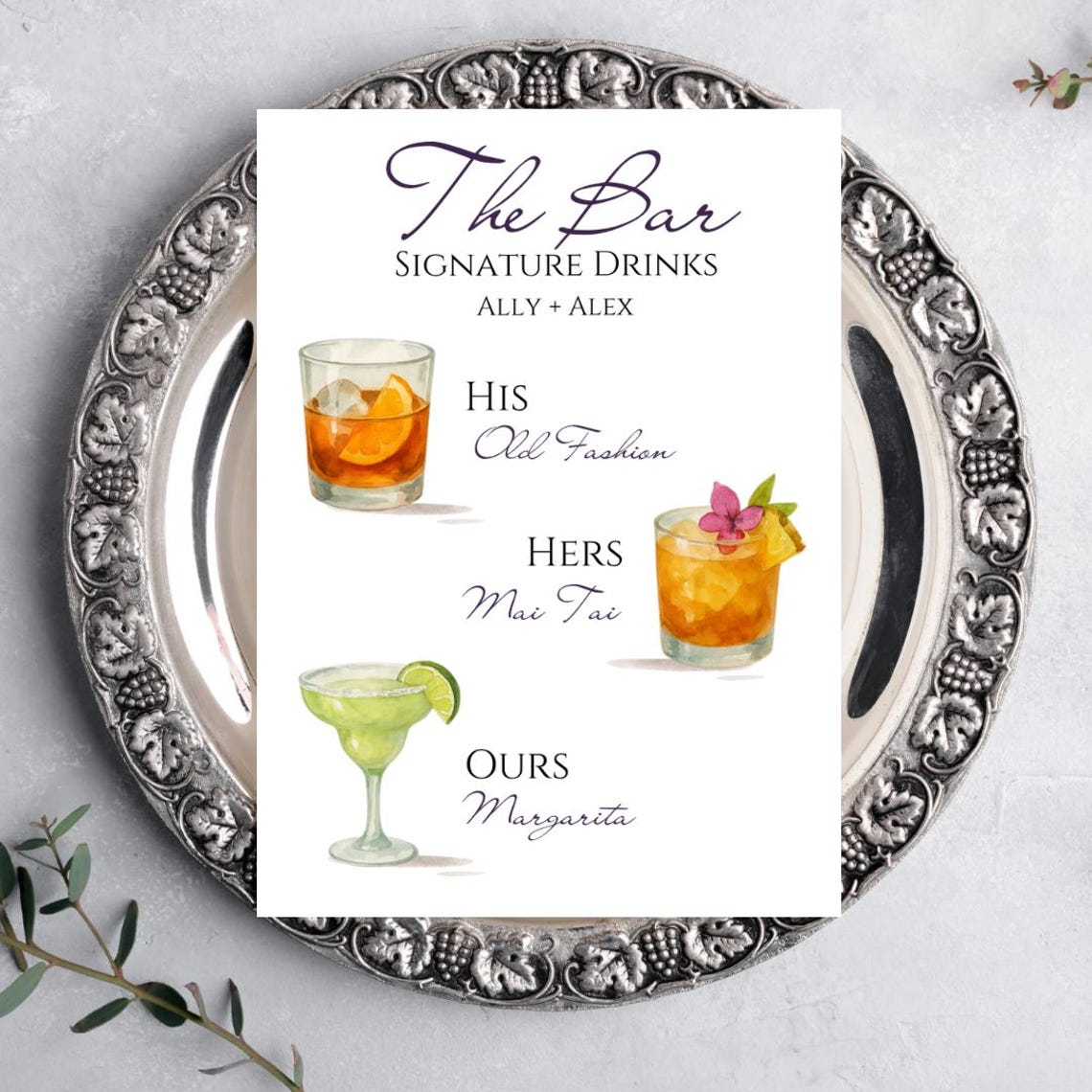Menu Template for Bartenders Signature Drinks Downloadable for Mobile ...