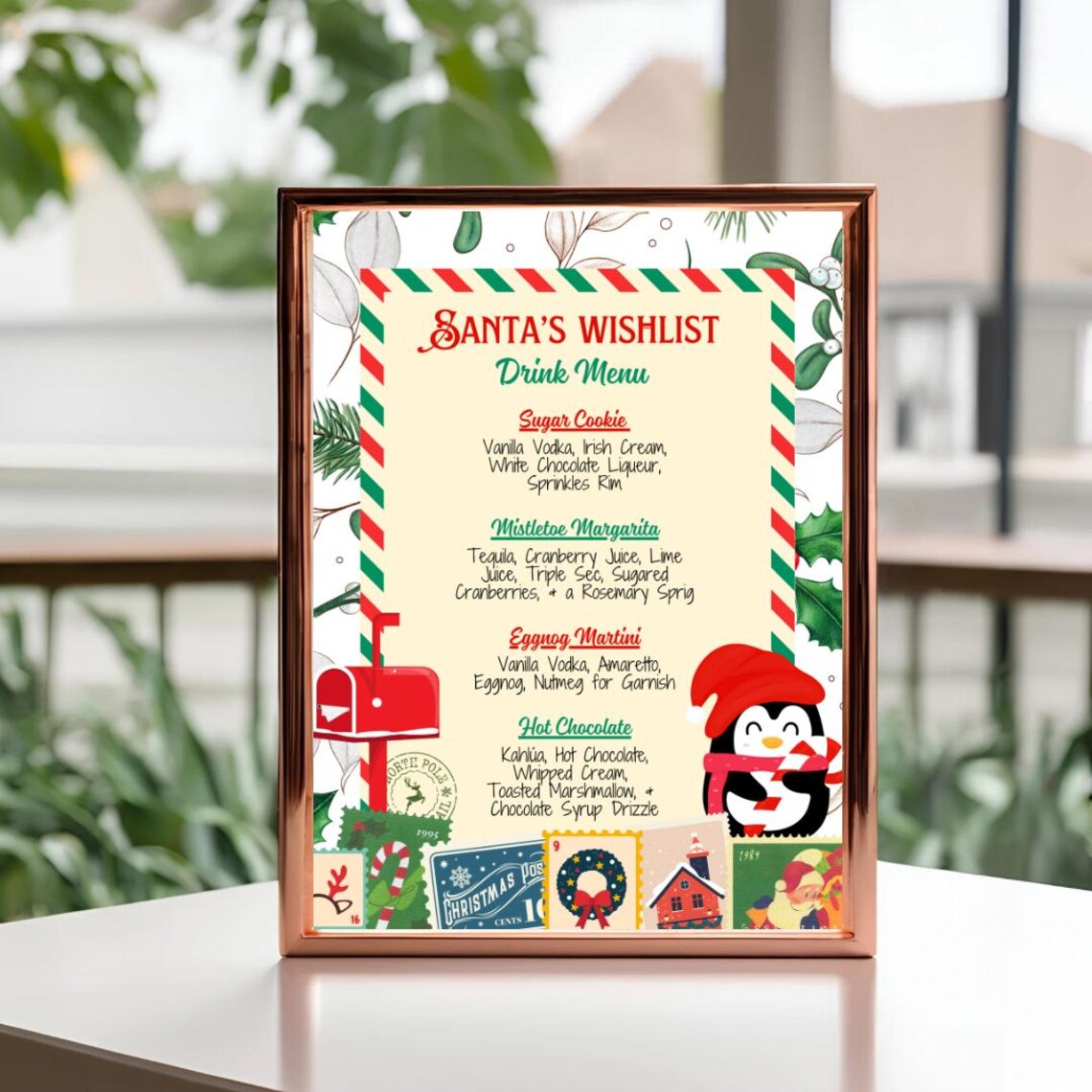 Santa’s Wish List Drink Menu Template | Holidays Cocktail Bar Design ...
