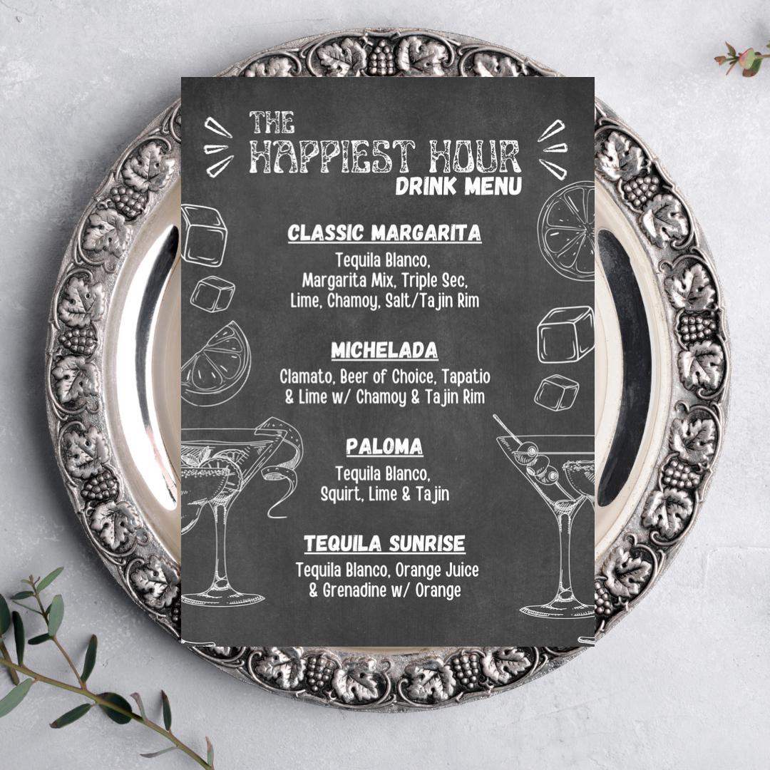 Cocktail Menu Chalkboard Style for Parties Bartending Canva Drinks List ...