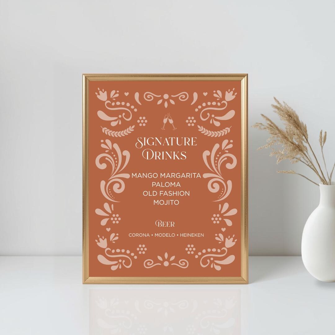 Talavera Drink Menu Template: Editable Papel Picado Mexican Design Menu ...