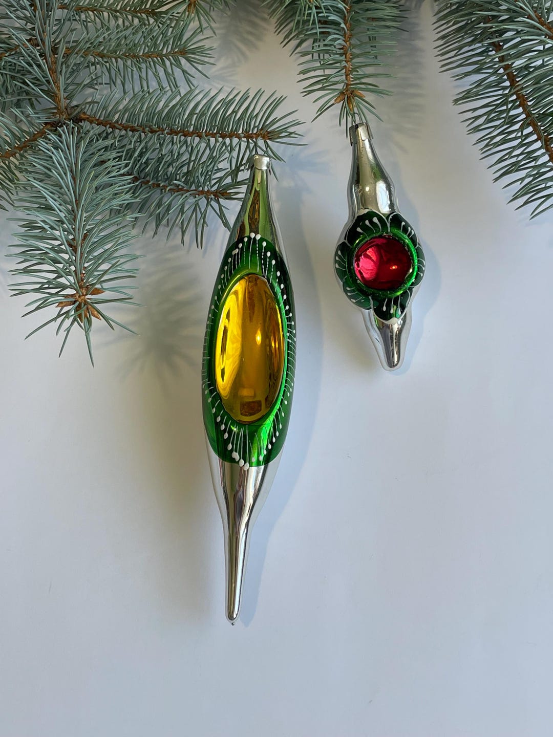Vintage USSR Christmas Tree Ornaments Set - Retro Glow in the Dark ...