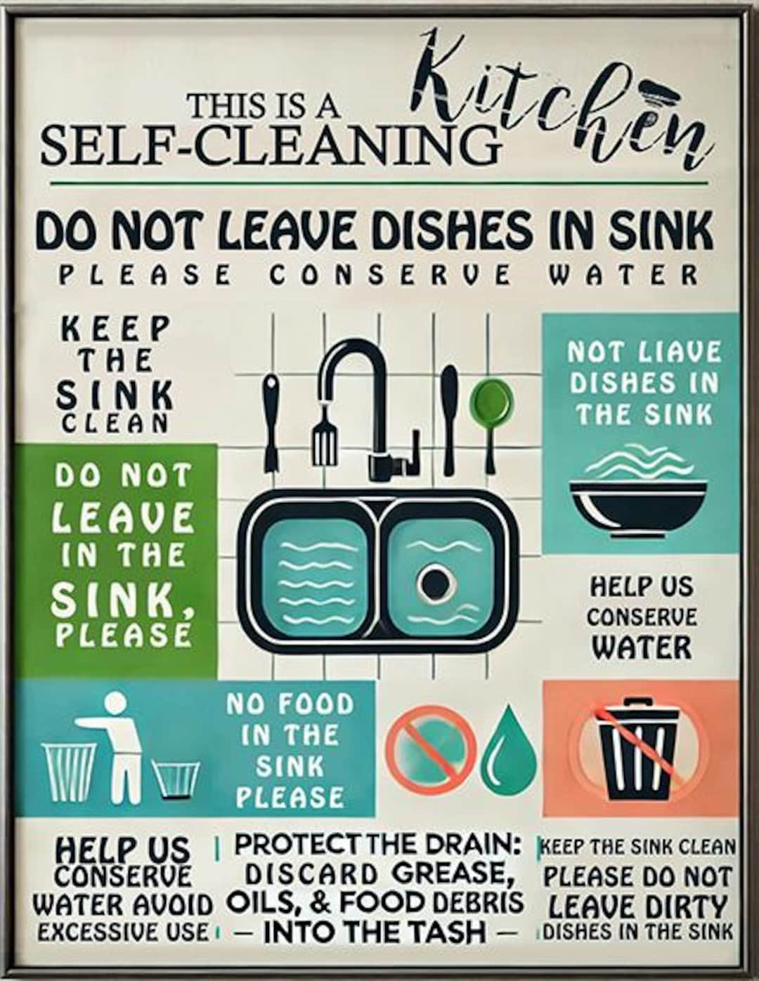 Shared Kitchen Sink Sign - Etsy