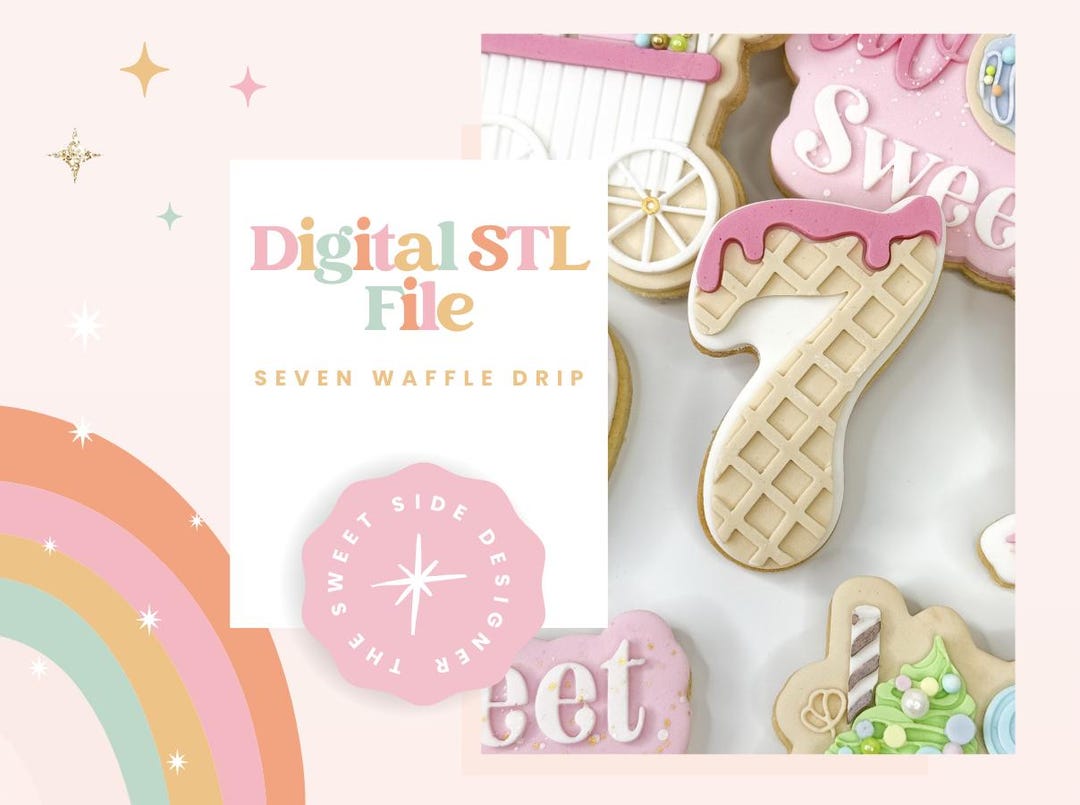 Seven Waffle Drip Cookie Cutter & Stamp STL File - Etsy