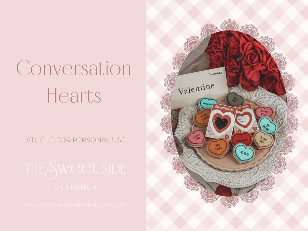 Conversation Hearts Cookie Cutter & 10 Stamps STL File - Etsy