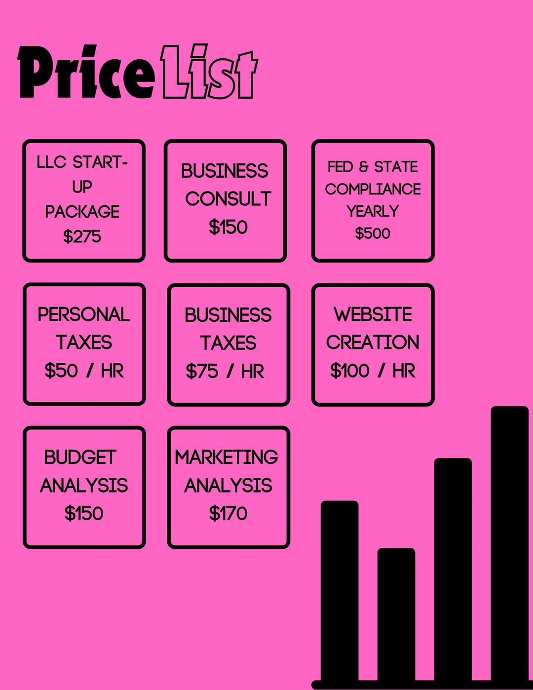Cute, Simple Price List Template for Businesses - Etsy