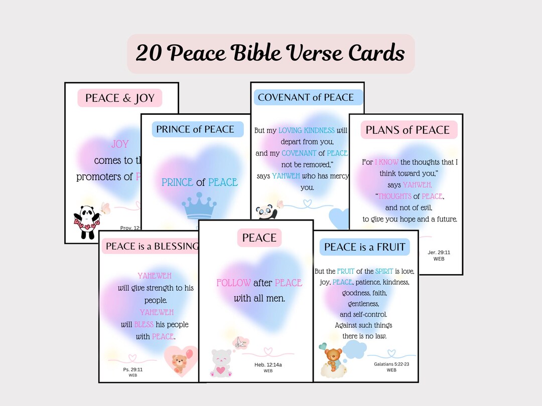 Childrens Ministry Printable Bible Verse Peace Printable Bible Cards ...