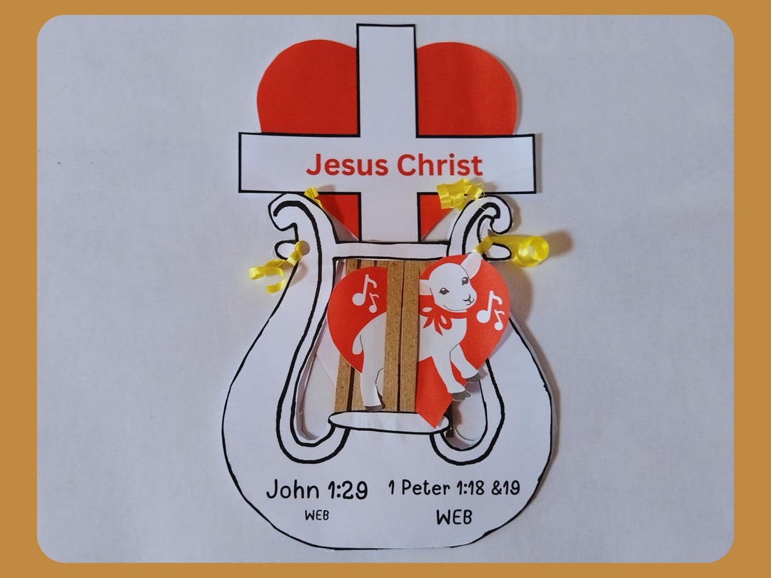 Jesus Printable Kids, Harp Craft and Booklet Craft, Jesus the Lamb John ...