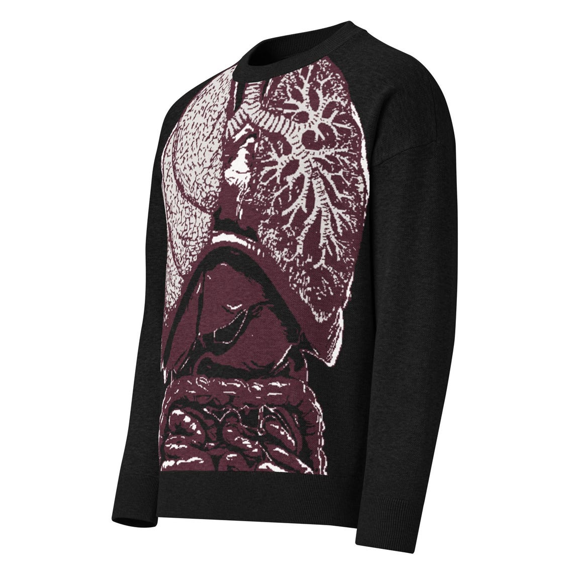 Anatomical Guts Sweater – Black Knit With Burgundy Internal Organs ...