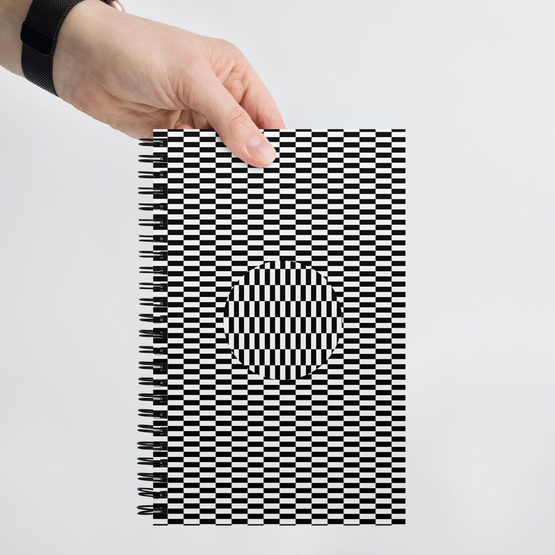 Optical Illusion Spiral Notebook - Checkered Lifted Circle Design, 140 ...