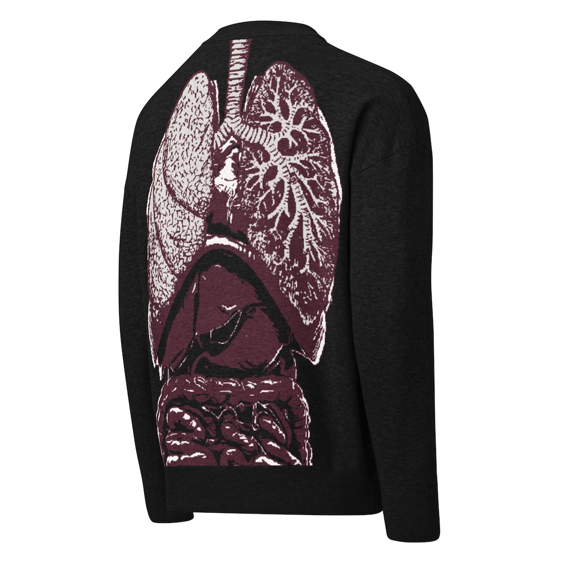 Anatomical Guts Sweater – Black Knit With Burgundy Internal Organs ...