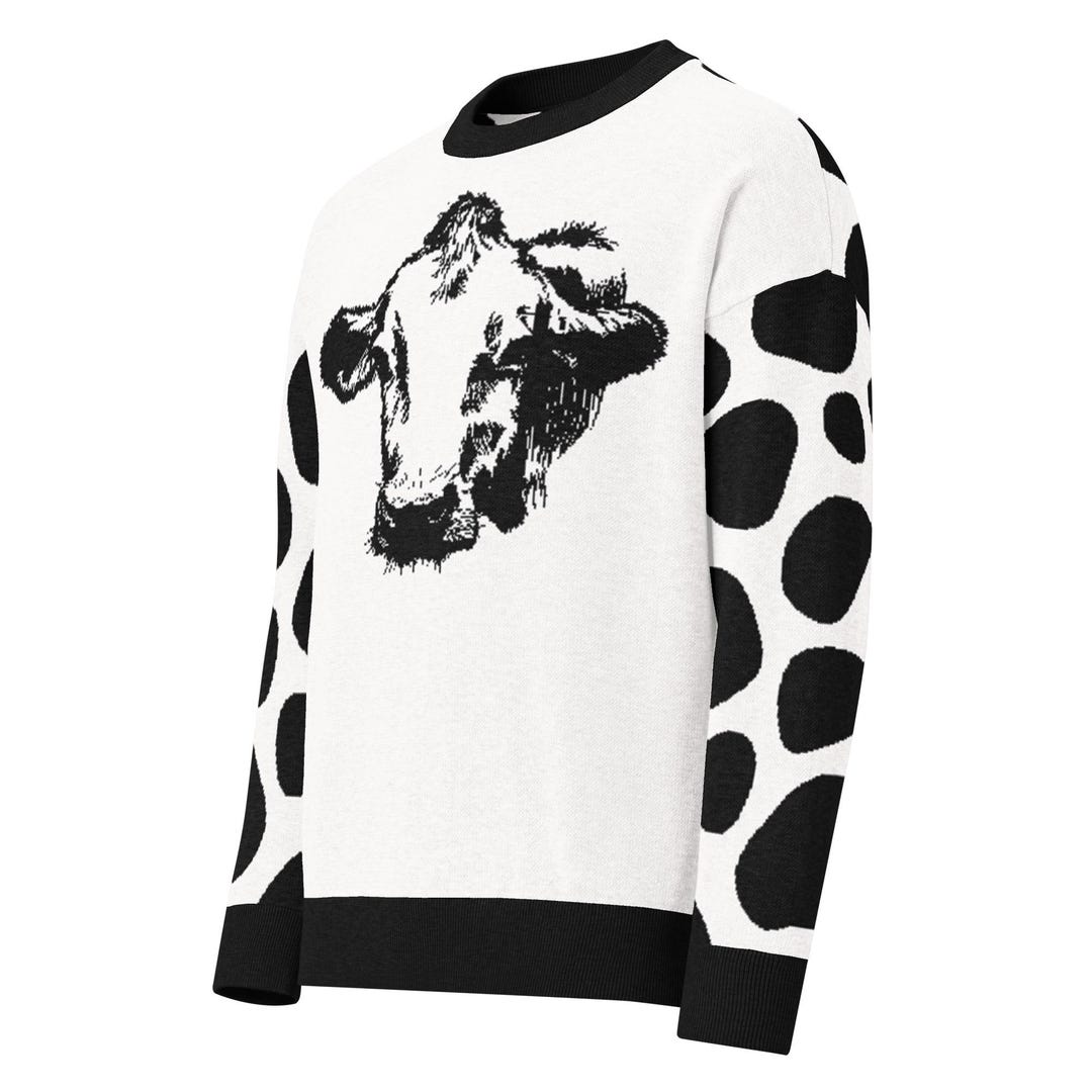 Cow Head & Cow Spots Sweater – Dairycore Statement Knit - Etsy
