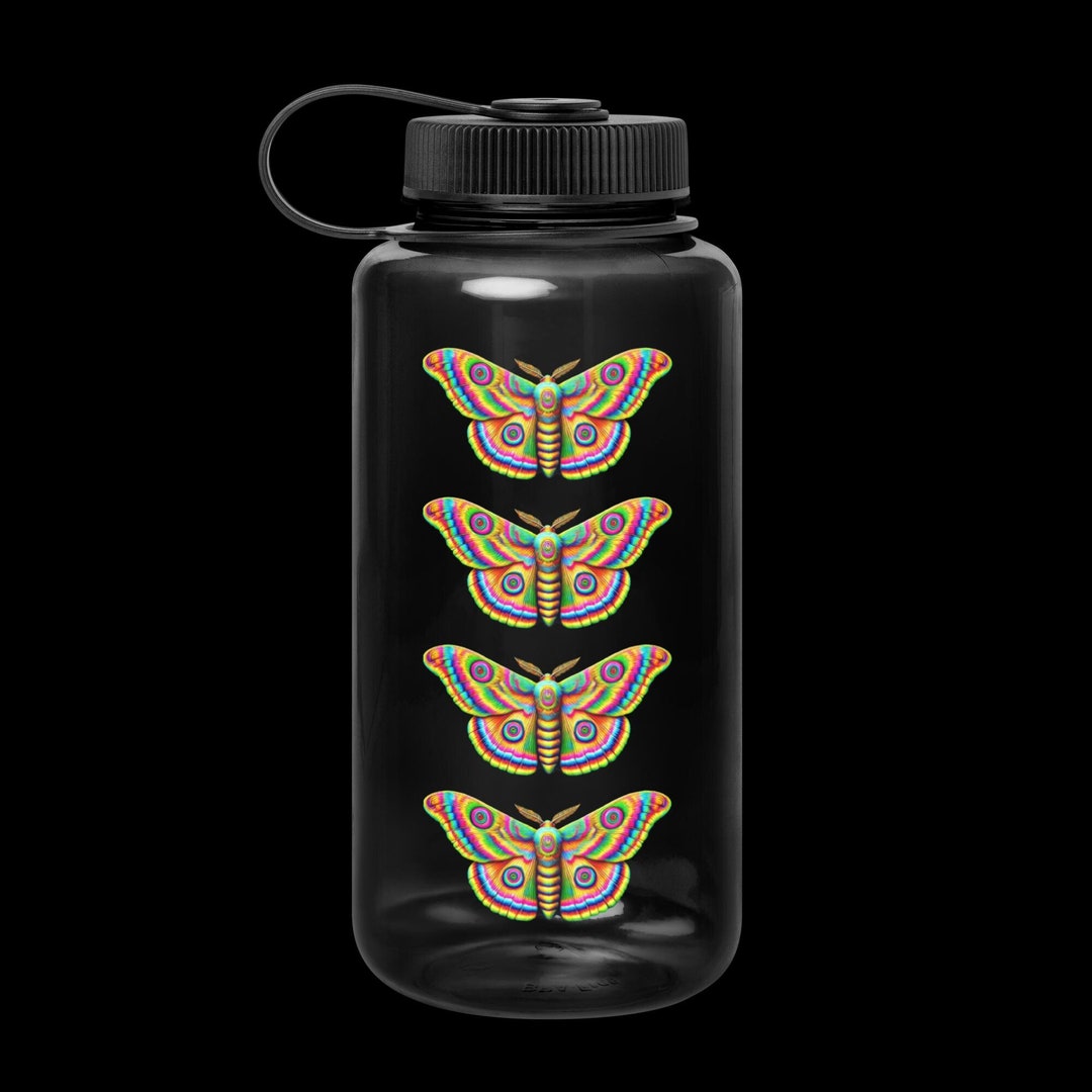 Psychedelic Moth Water Bottle 32 Oz Bpa-free Wide Mouth With Handle - Etsy