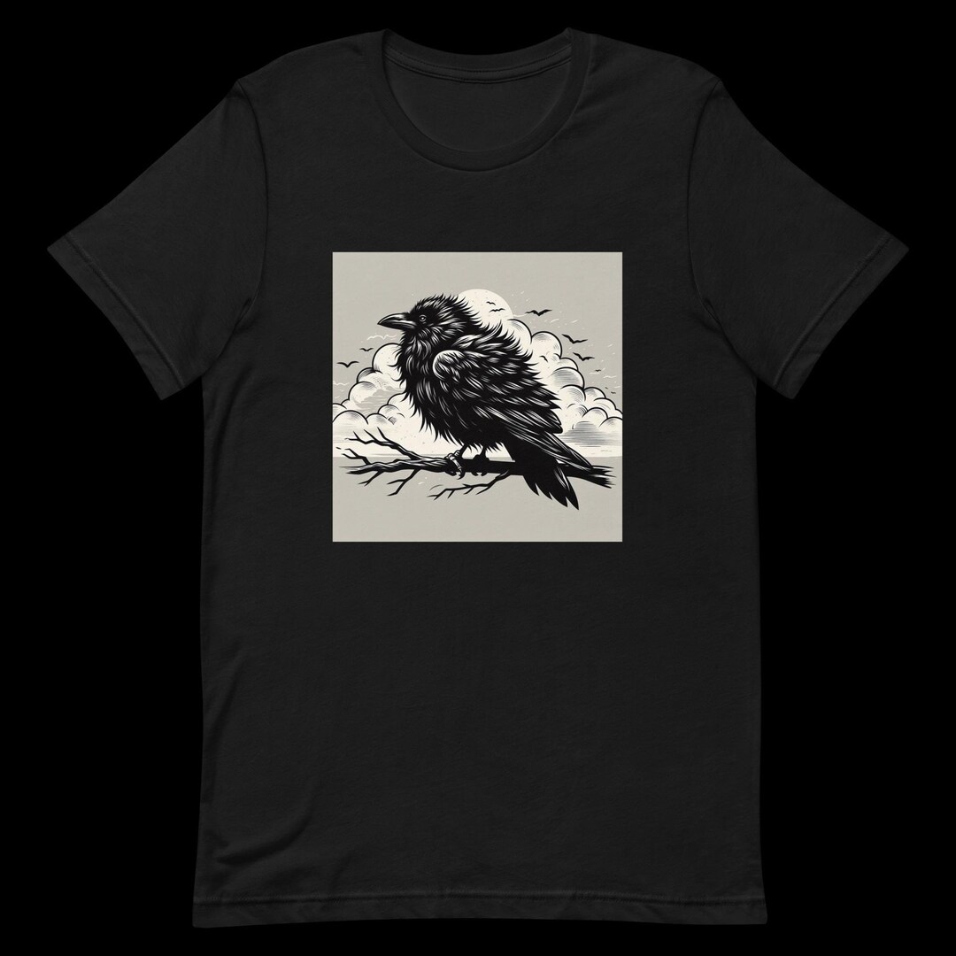 Fluffy Raven Crow Corvid Cartoon Short Sleeve Unisex T-shirt for ...