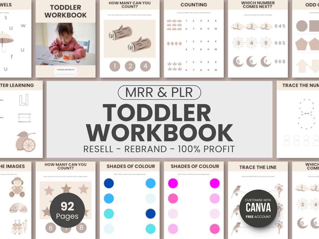 Toddler Workbook Printable, Toddler Activity Book, Learning Kids Bundle ...