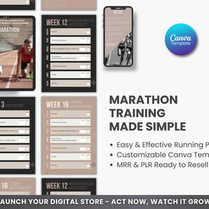 Marathon Training Plan and Journal, Running Tracker Log, 16 Week ...
