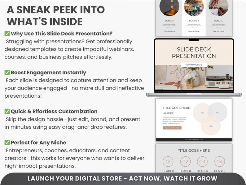 60 Slide Deck Presentation, Canva Presentation Template, Social Media ...