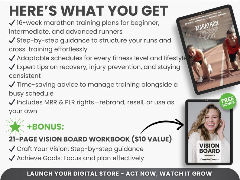 Marathon Training Plan and Journal, Running Tracker Log, 16 Week ...