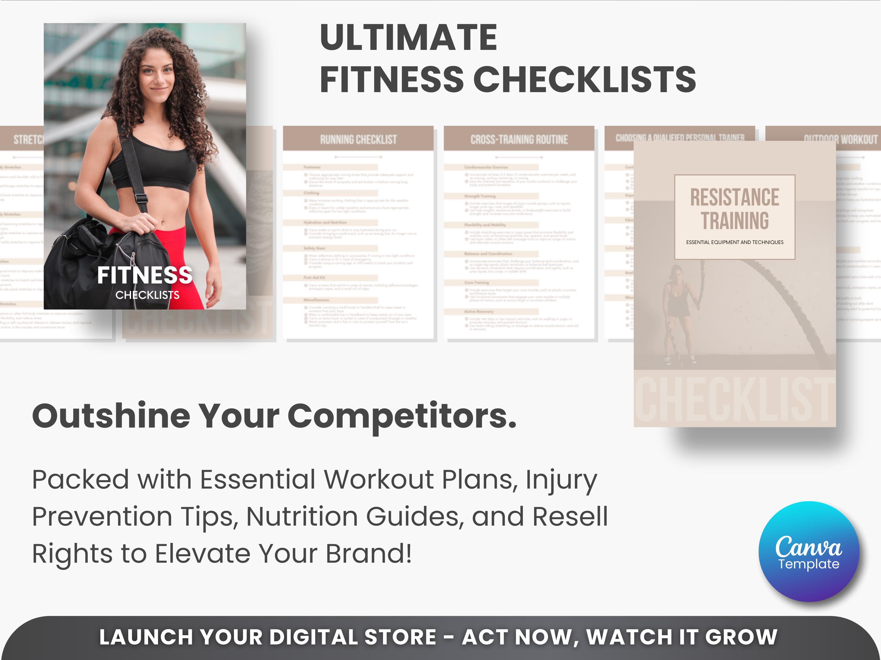Ultimate Fitness Checklists Guide, Fitness Checklist Printable, Fitness ...