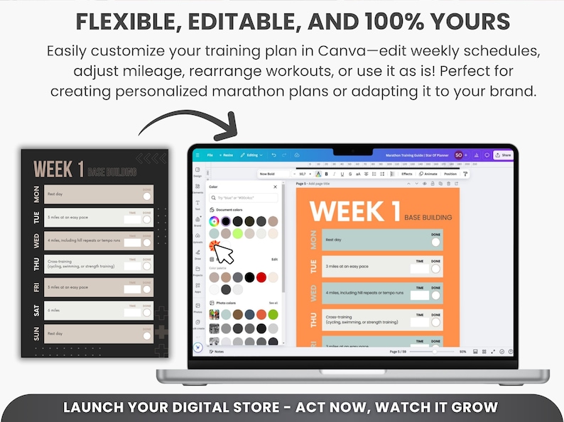 Marathon Training Plan and Journal, Running Tracker Log, 16 Week ...