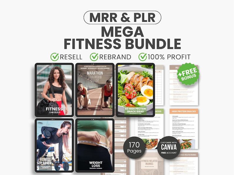 Mega Fitness Bundle With MRR and PLR Ready to Resell, PLR Fitness ...