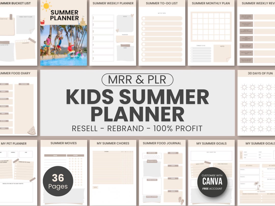Kids Summer Planner Digital Download, Summer Kids Chore Chart, Summer ...