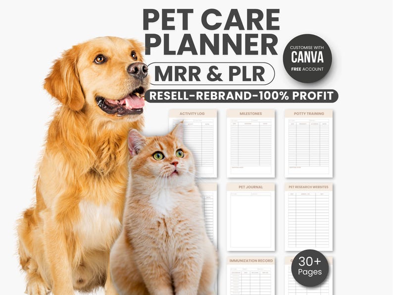 Pet Care Planner Printable Bundle, Animal Care Log, Pet Care Organizer ...