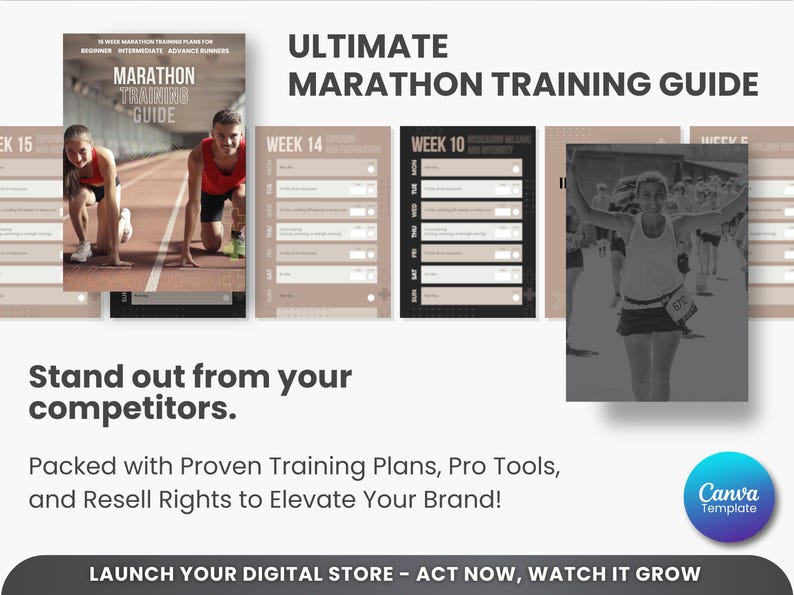 Marathon Training Plan and Journal, Running Tracker Log, 16 Week ...