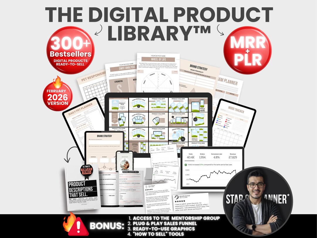 Bestsellers Canva Digital Products Library, PLR Canva Templates, MRR ...