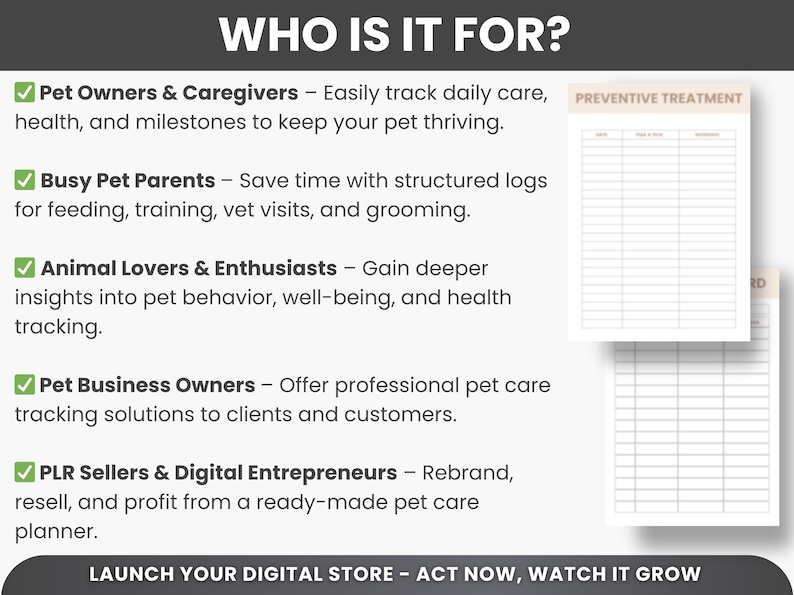 Pet Care Planner Printable Bundle, Animal Care Log, Pet Care Organizer ...