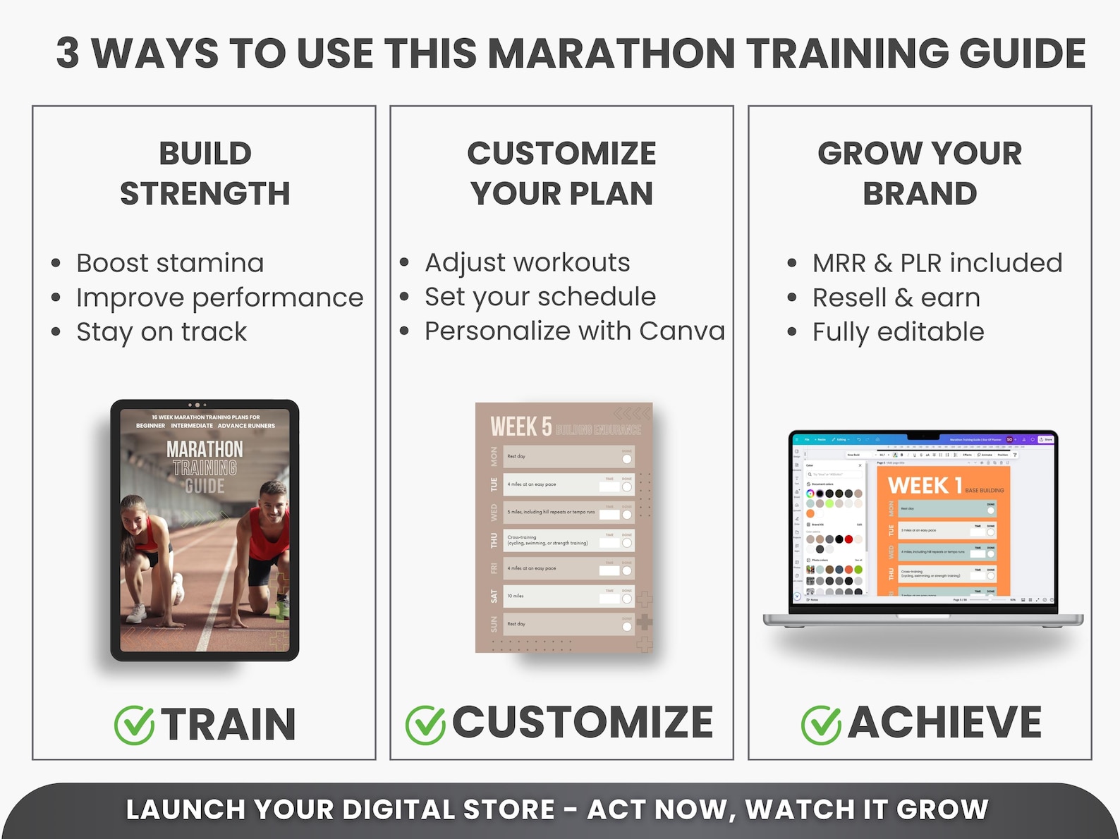 Marathon Training Plan and Journal, Running Tracker Log, 16 Week ...