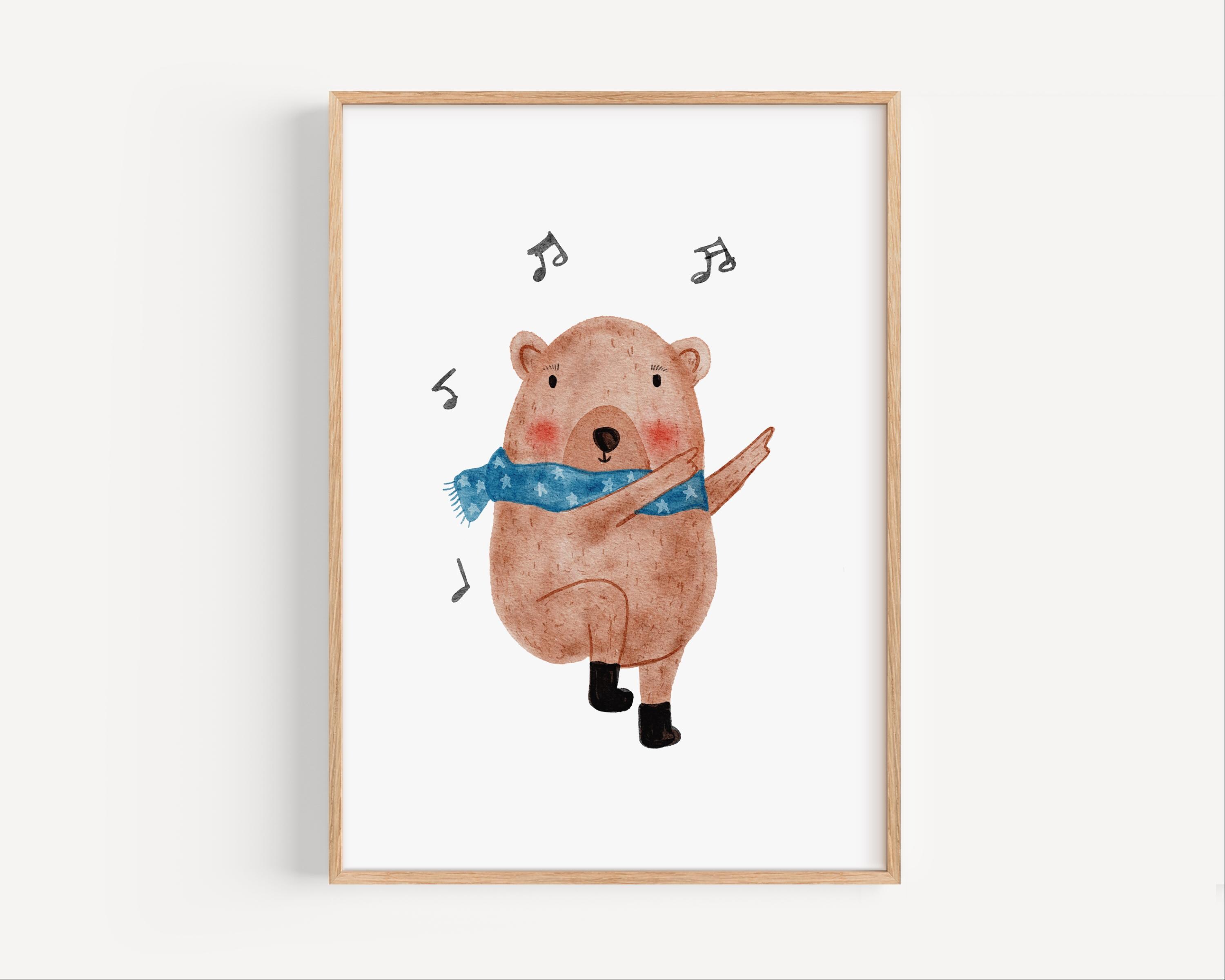 Children's Picture, Dancing Bear, Picture for the Children's Room ...