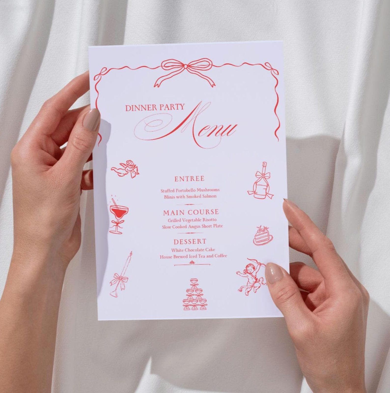 Doodle Dinner Party Menu | Editable Rococo Revival Style Party Menu ...