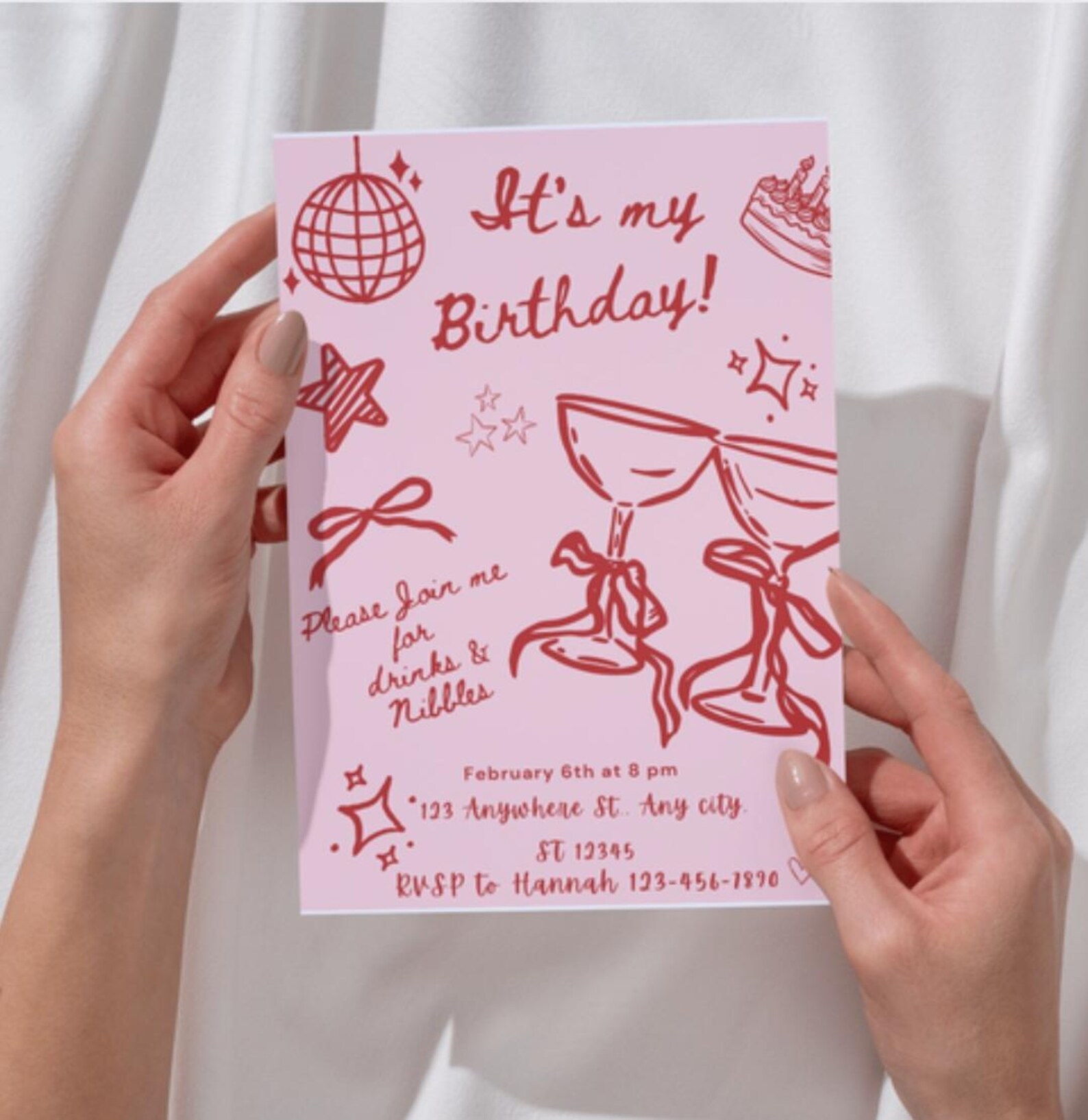 It's My Birthday Invitation Pink Modern Rococo Doodle Style Invite ...