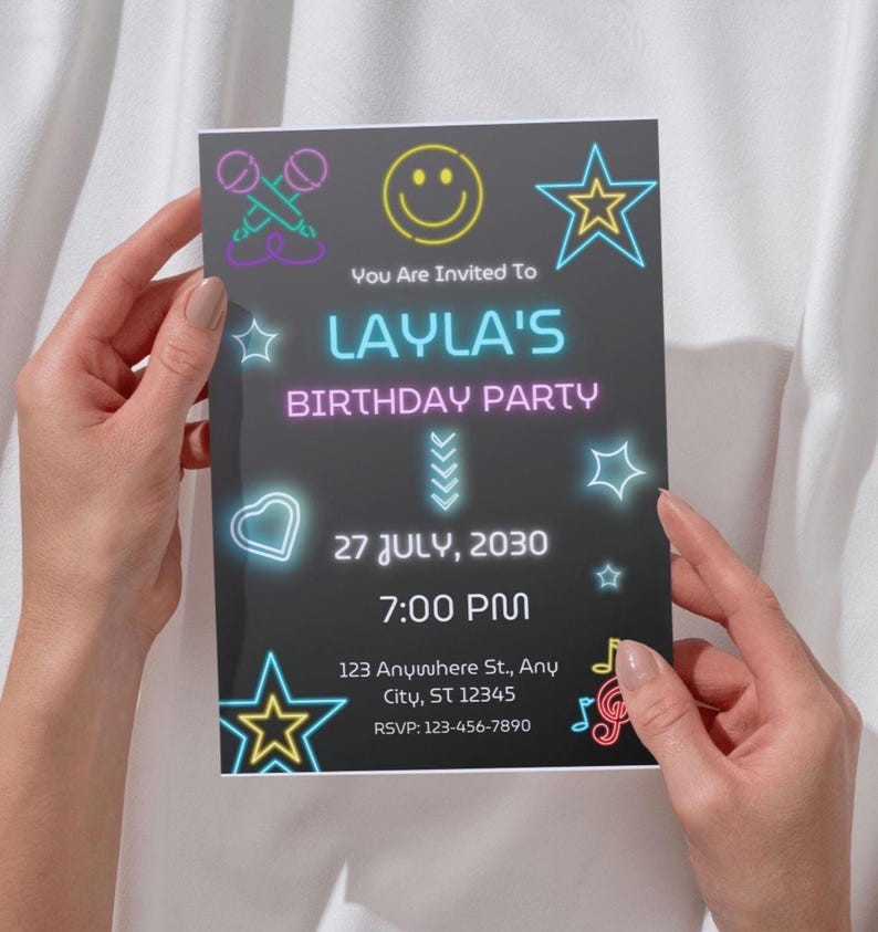 Neon Party Invitation | Glow Party Editable Invite | Day Glow Party ...
