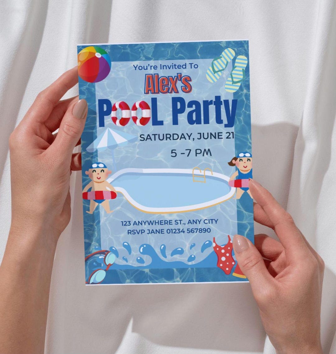 Pool Party Invitation| Swim Party Invite | Swimming Baths Party ...