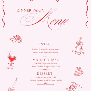 Doodle Dinner Party Menu | Editable Rococo Revival Style Party Menu ...