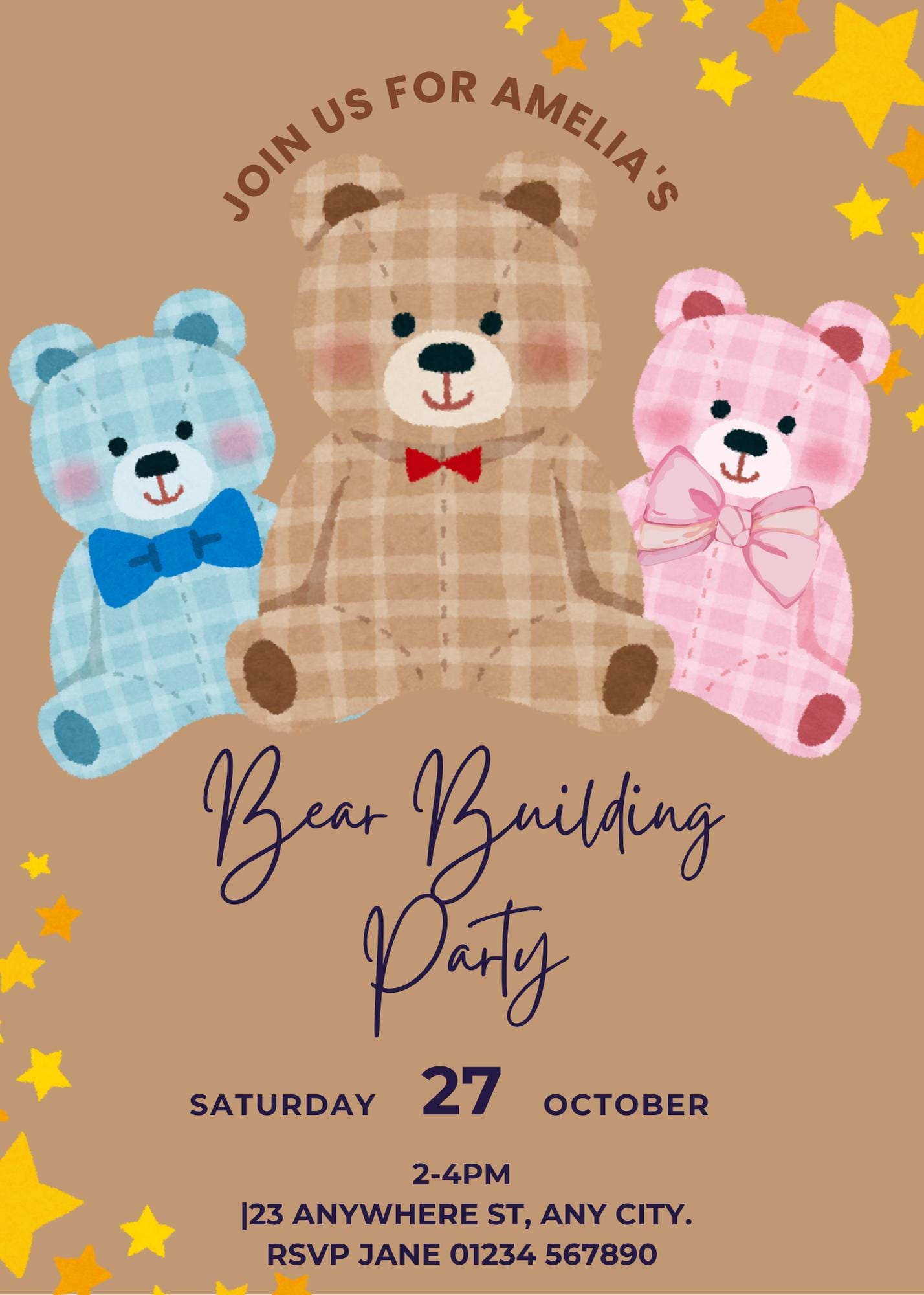 Editable Bear Building Party Invitation | DIY Teddy Bear Making Party ...