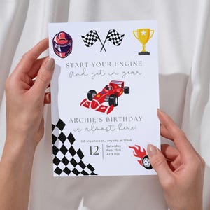 Formula One F1 Birthday Invitation | Red Race Car Party Invite ...