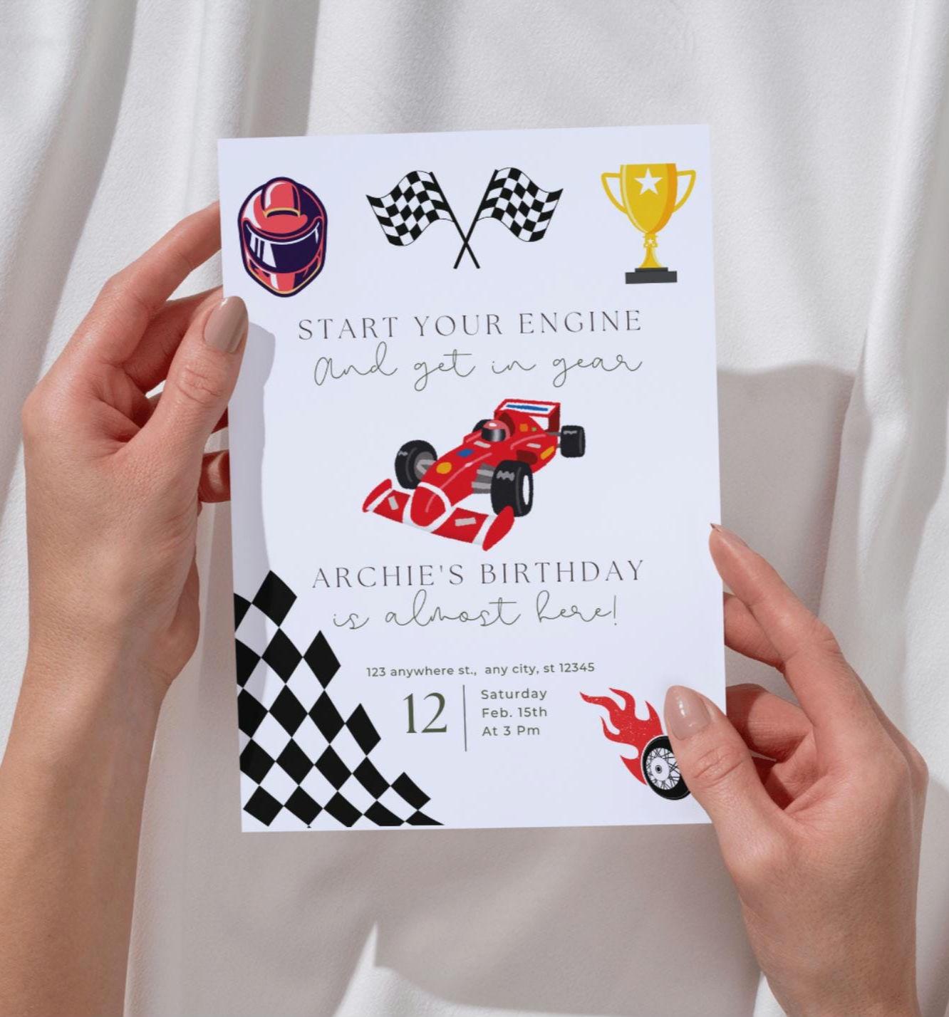 Formula One F1 Birthday Invitation | Red Race Car Party Invite ...