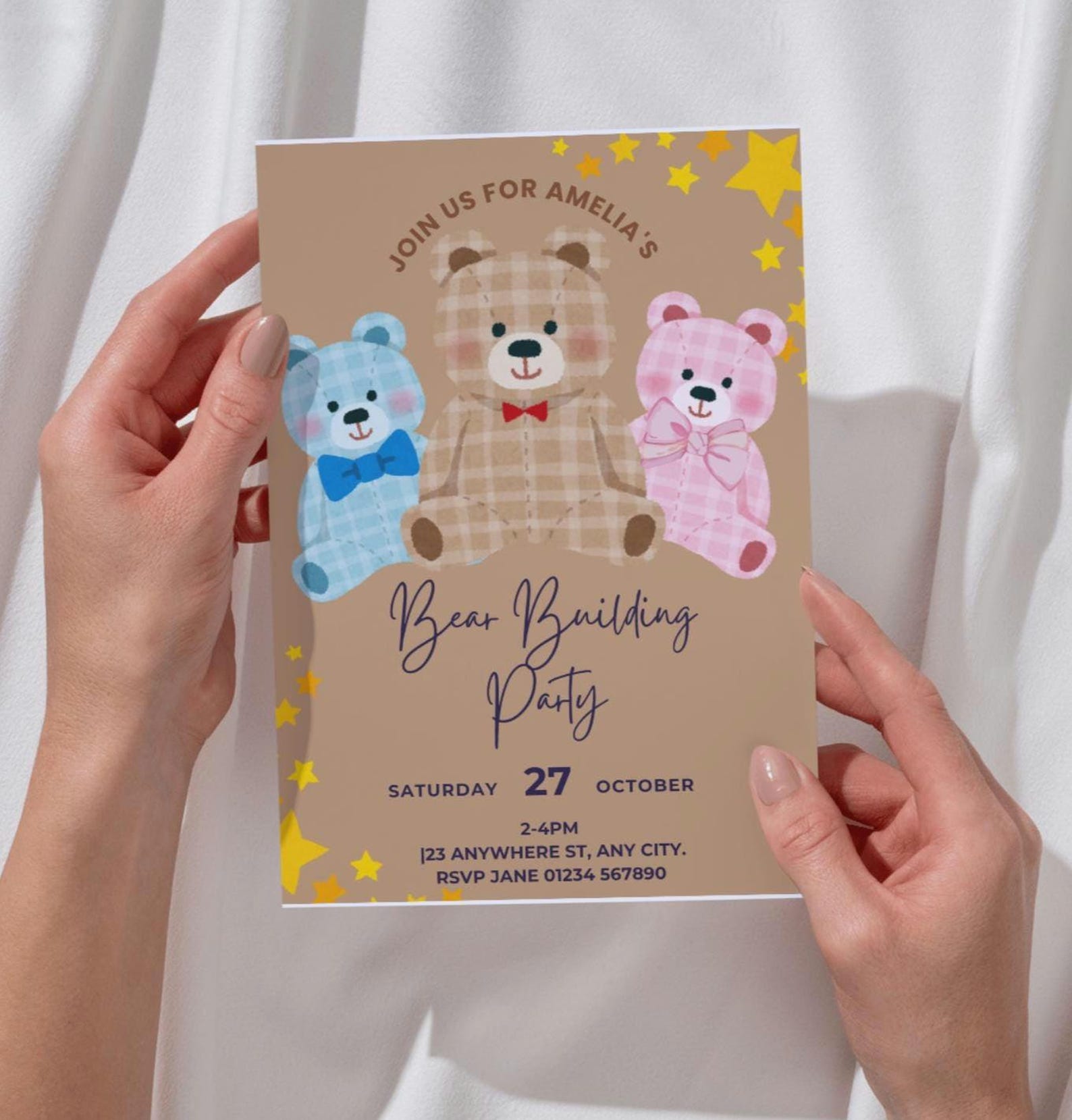 Editable Bear Building Party Invitation | DIY Teddy Bear Making Party ...