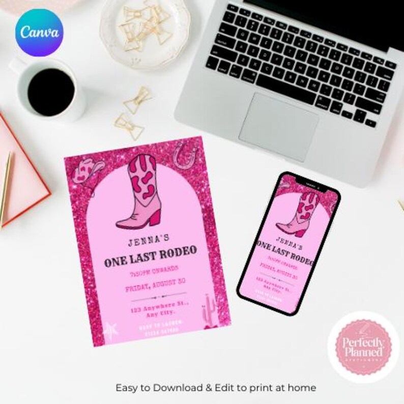 One Last Rodeo Cowgirl Hen Party Invitation | Instant Download Template ...