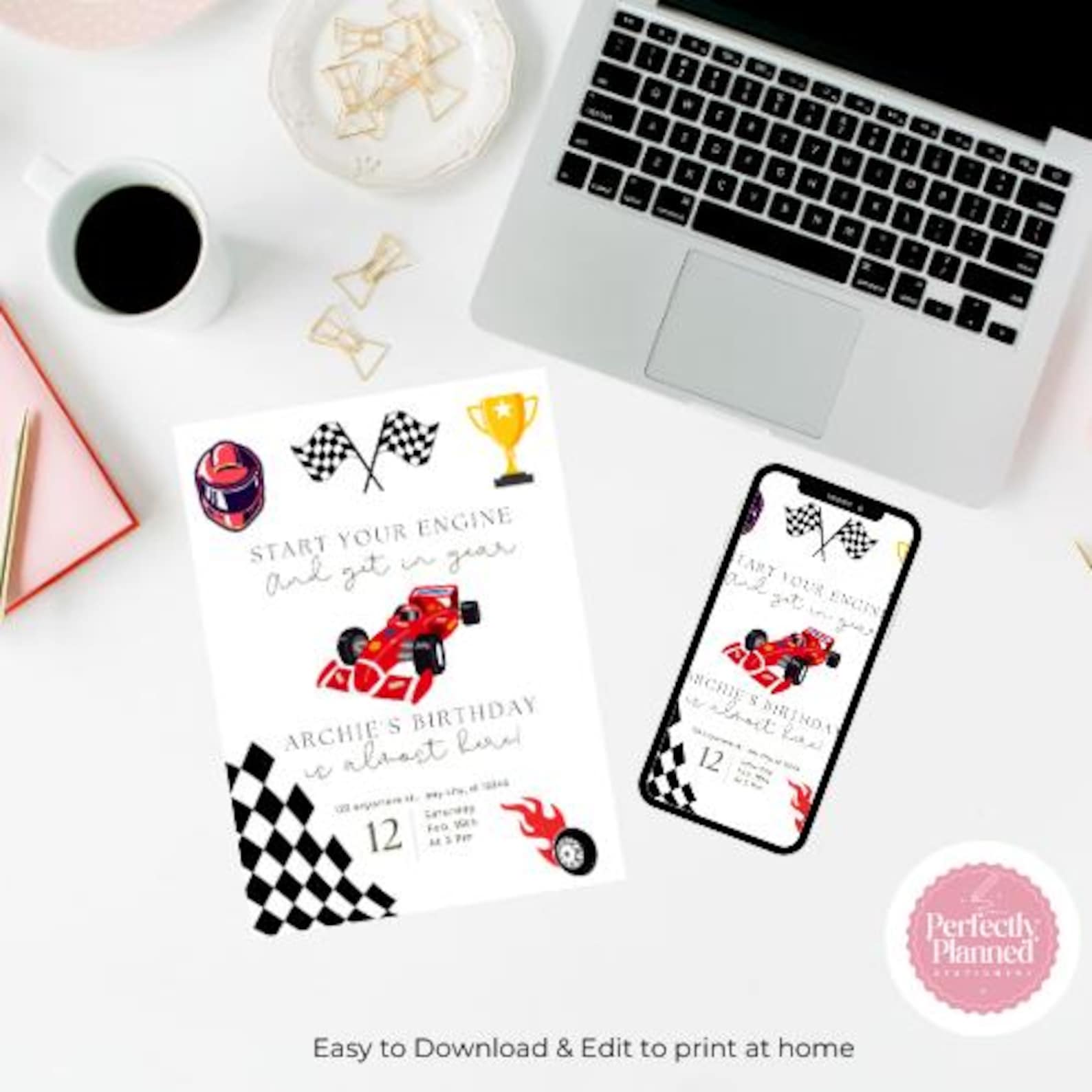 Formula One F1 Birthday Invitation | Red Race Car Party Invite ...