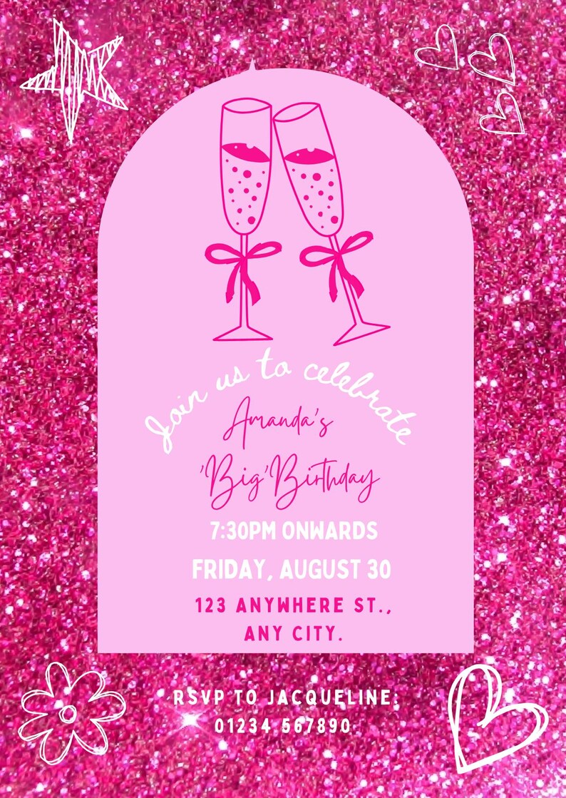 Editable Sparkly Birthday Invitation | Instant Download Invite Template ...