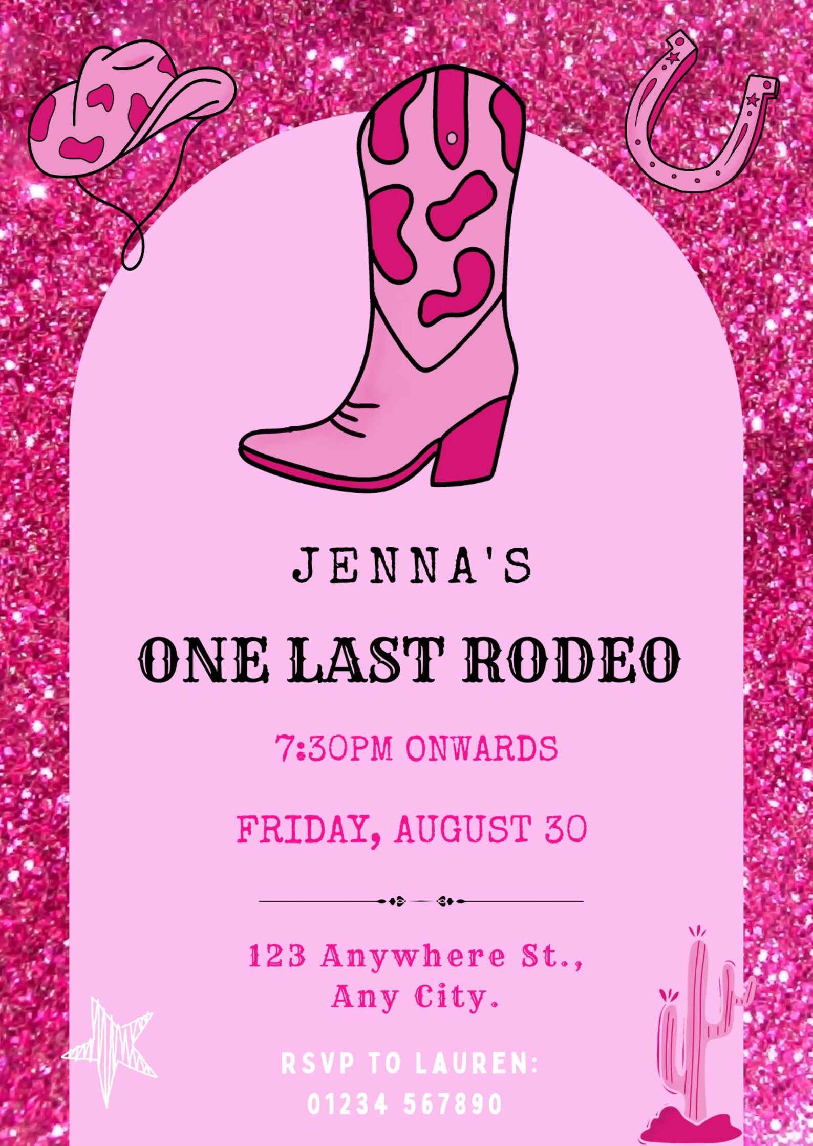 One Last Rodeo Cowgirl Hen Party Invitation | Instant Download Template ...