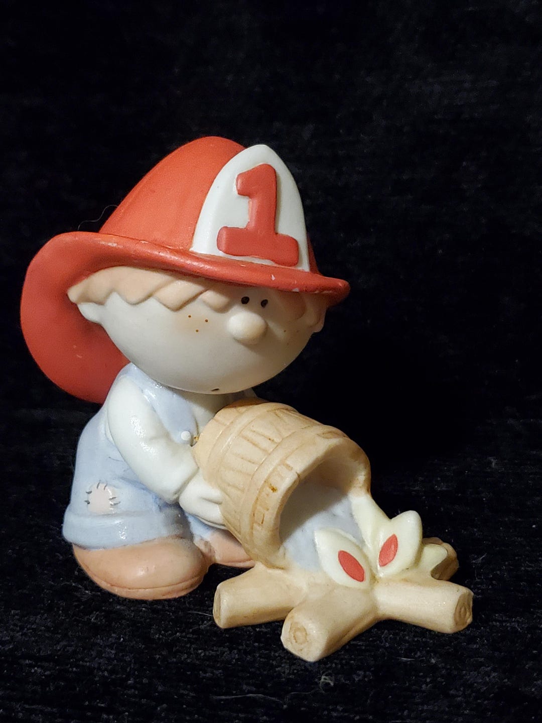 Vintage BUMPKINS Fireman Putting Out Campfire Boy Porcelain Figurine by ...