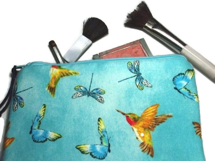 Padded Zipper Pouch in Prelude Hummingbird and Butterfly Print - Etsy